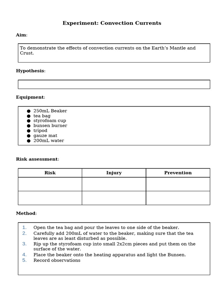 Experiment - Convection Currents | PDF