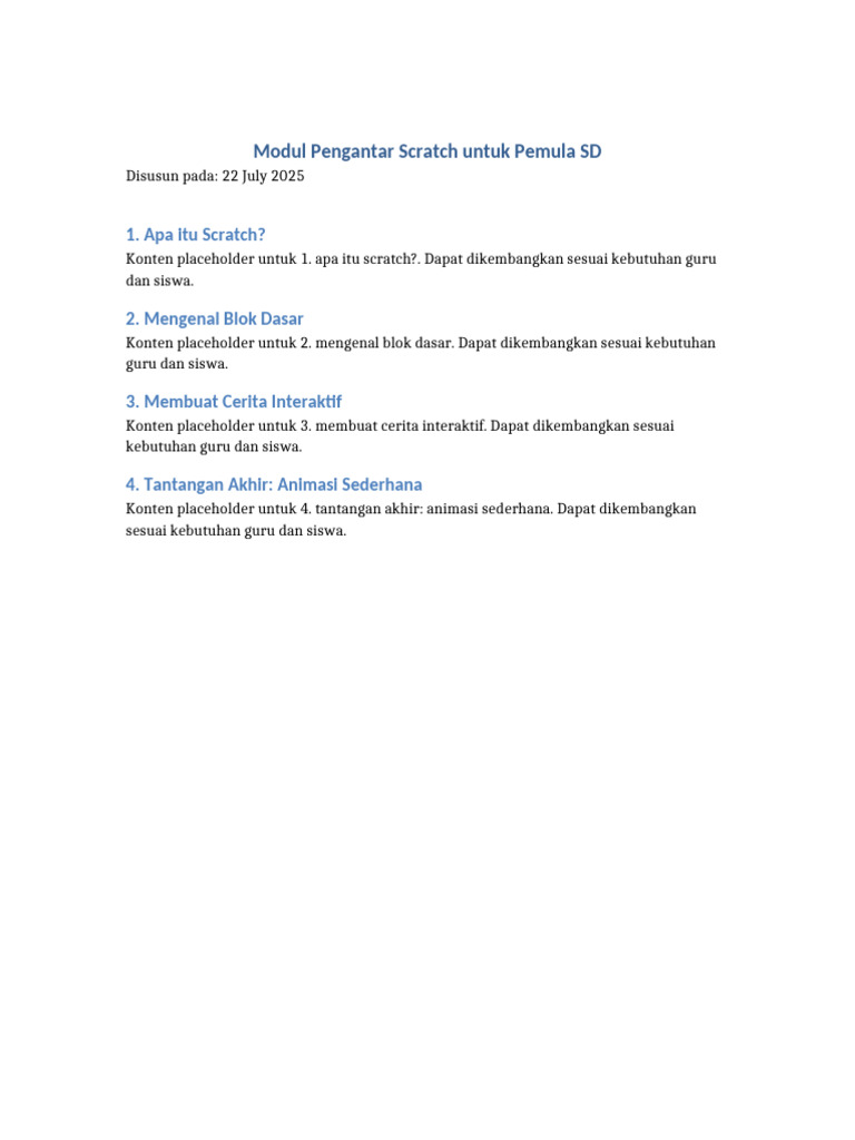 Modul Pengantar Scratch Untuk Pemula SD | PDF