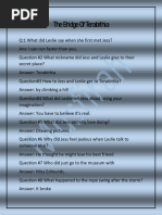 Bridge to Terabithia Study Questions | PDF