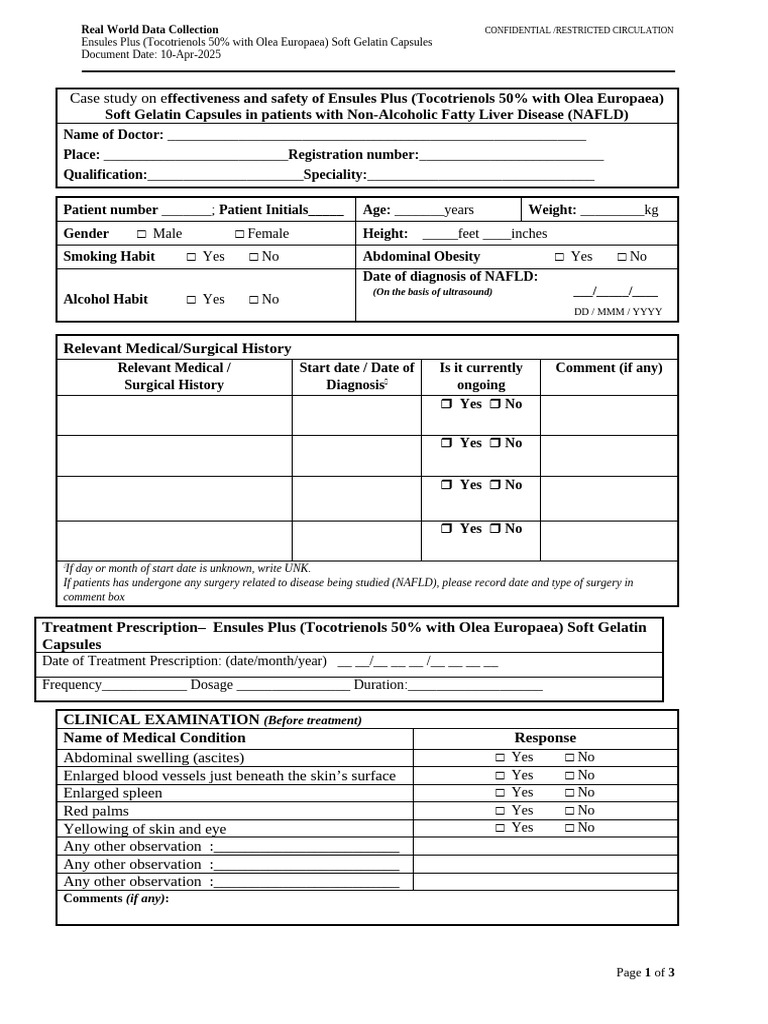 Ensules Plus Real World Data Collection Form - Mdjrjecdcdd | PDF ...