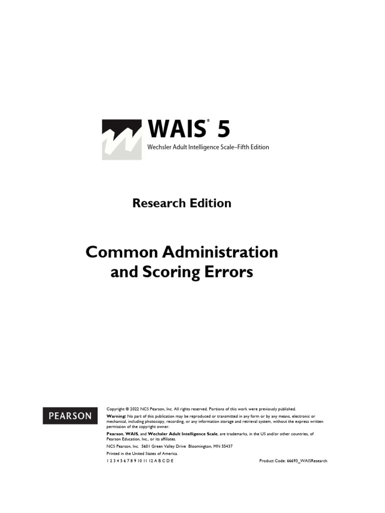 Wais 5 Common Administration and Errors | PDF | Wechsler Adult ...