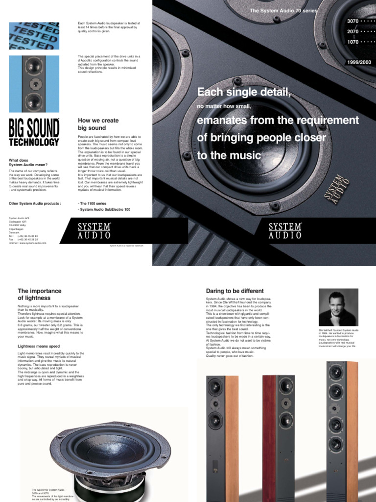 System Audio 70 Series Overview | PDF | Loudspeaker | Sound Production