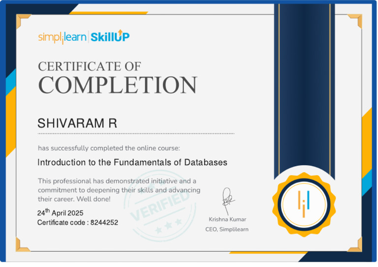 Dbms Certificate | PDF