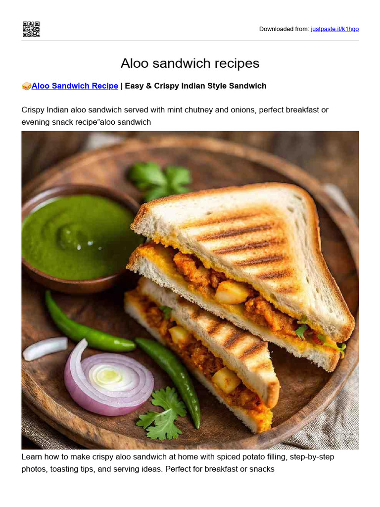 Aloo Sandwich Recipe (Aloo Sandwich) | PDF | Indian Cuisine | Foods