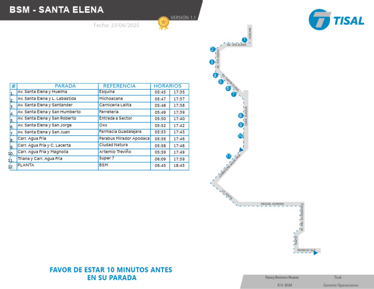 Horarios de Paradas - 2 de noviembre | PDF