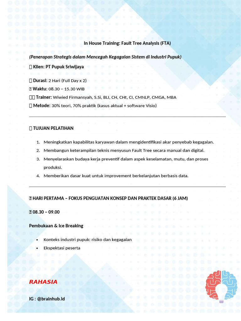 In House Training Fault Tree Analysis FTA | PDF