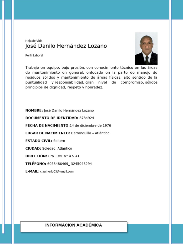 Hoja de Vida Danilo | PDF