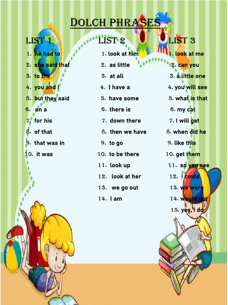 Dolch Phrases (List 1-3) | PDF