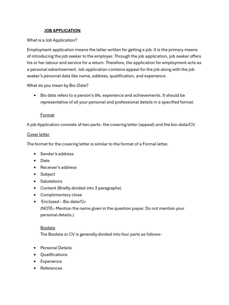 Job Application STD XII | PDF