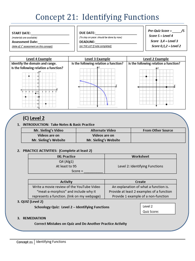Practice - Identifying Functions 8th Grade | PDF | Function ...