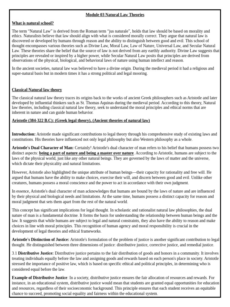Module 03 Natural Law Theories | PDF | Natural Law | Justice