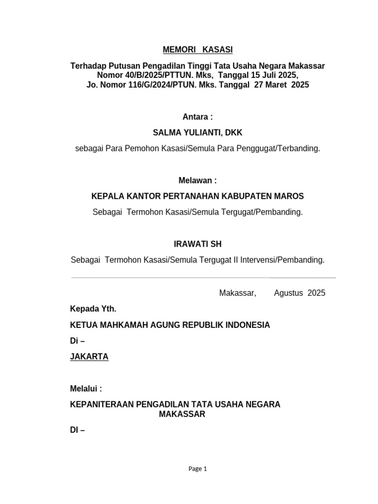 Memori Kasasi-salma 116 | PDF