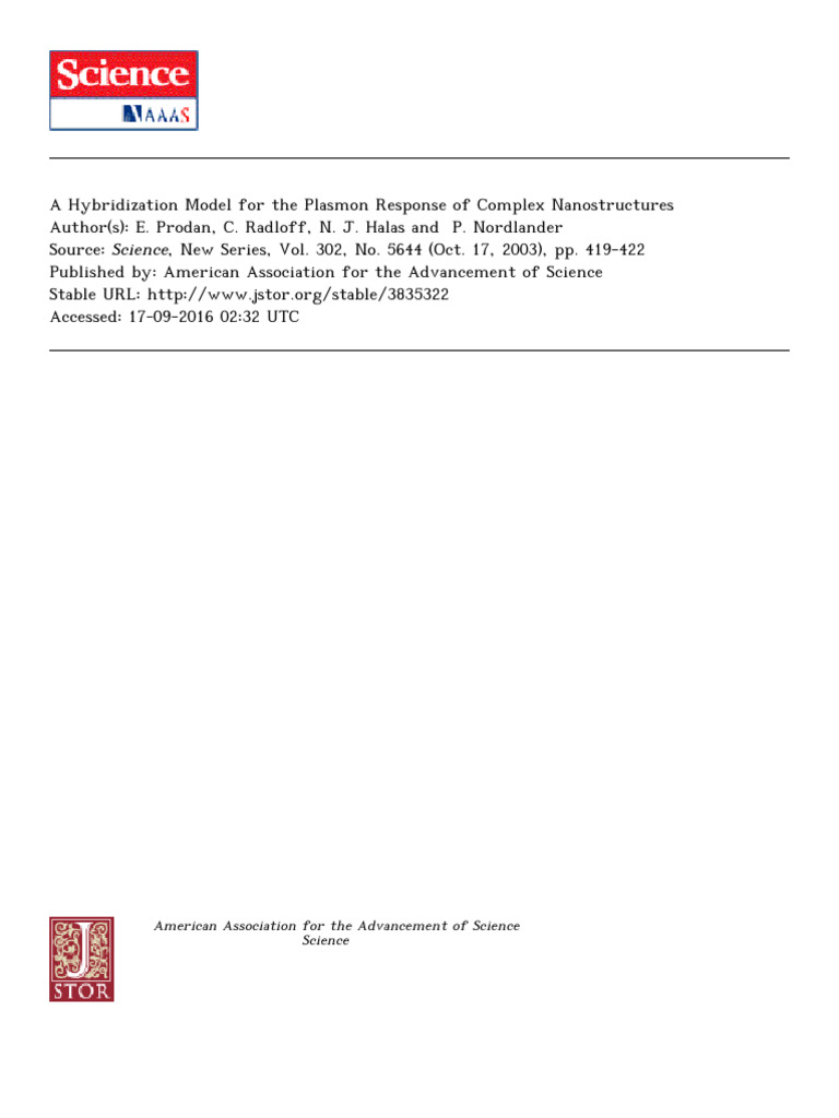 Hybridization Model for Plasmon Response | PDF