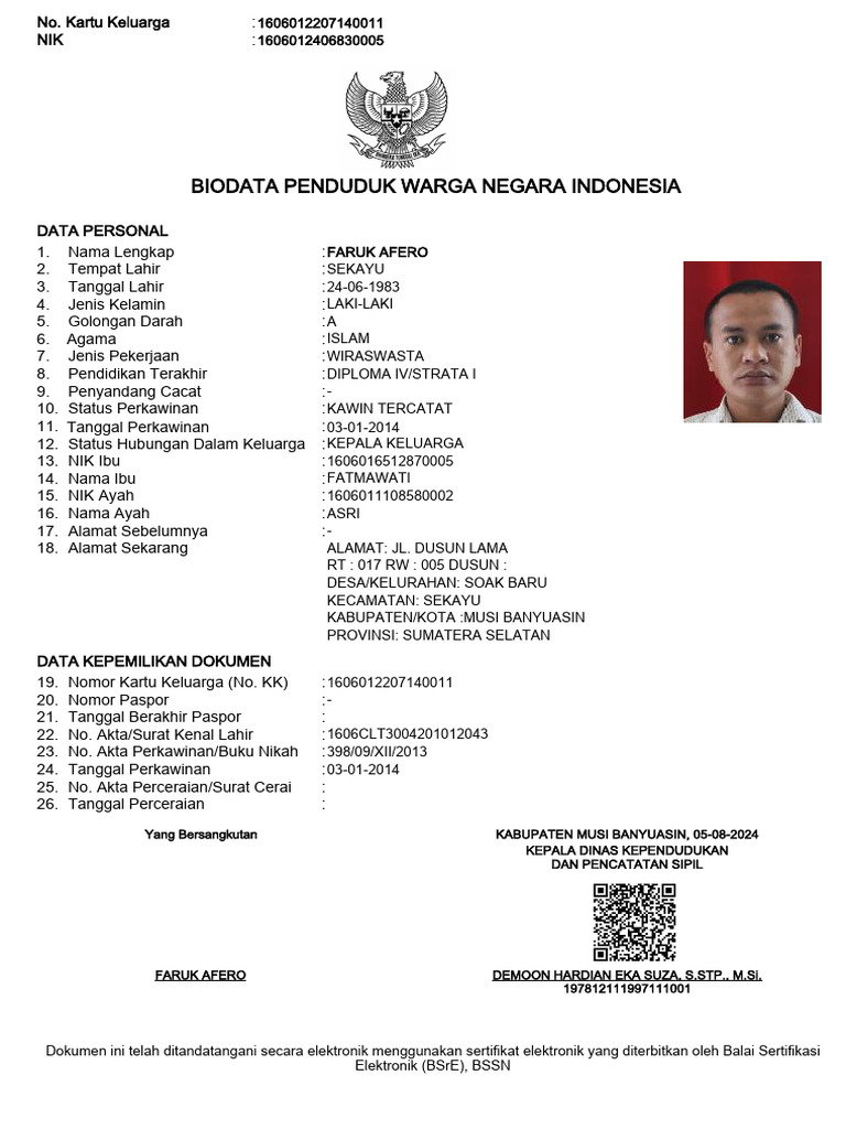 Biodata Faruk Afero | PDF