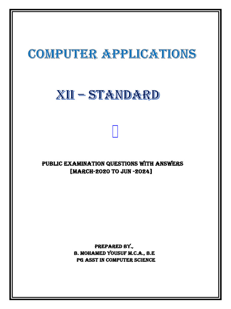 One Mark Computer Application Q&A | PDF | Computer Network | Domain ...