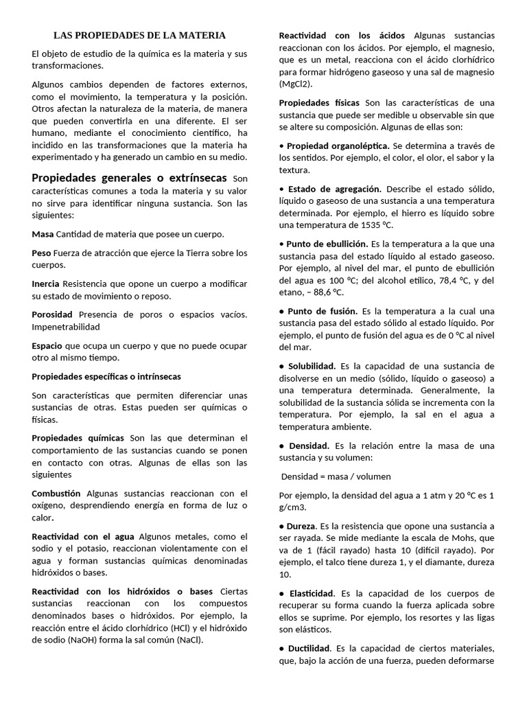 Propiedades y Mezclas de la Materia | PDF | Sustancias químicas | Importar