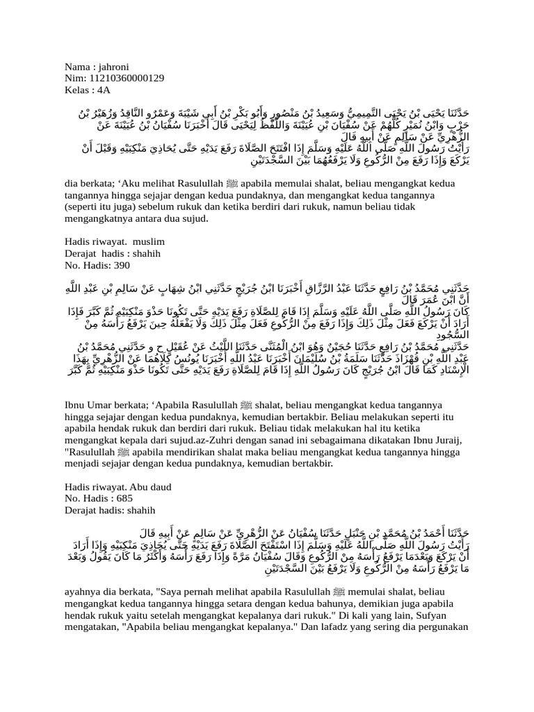 Tata Cara Mengangkat Tangan dalam Shalat | PDF