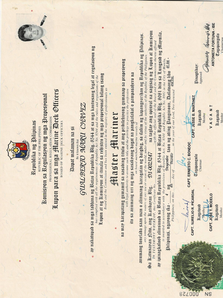 1-1. Master Mariner License | PDF