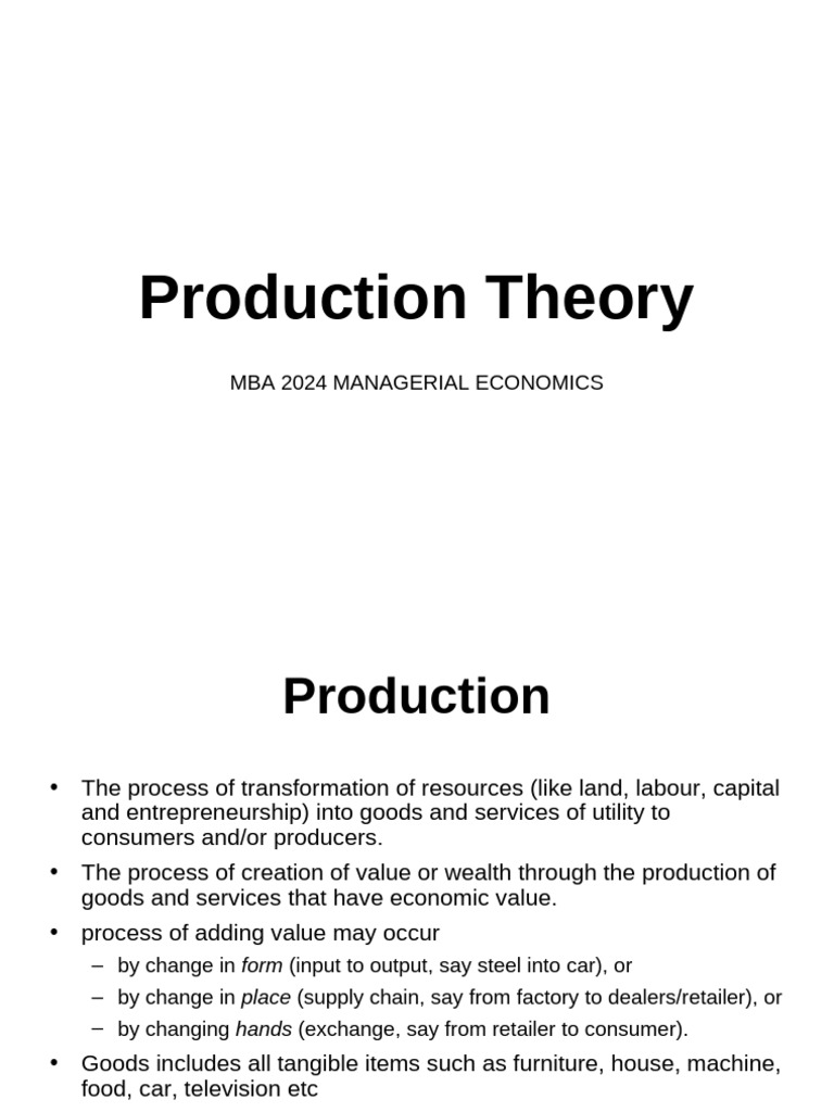Understanding Production Theory in Economics | PDF | Production ...