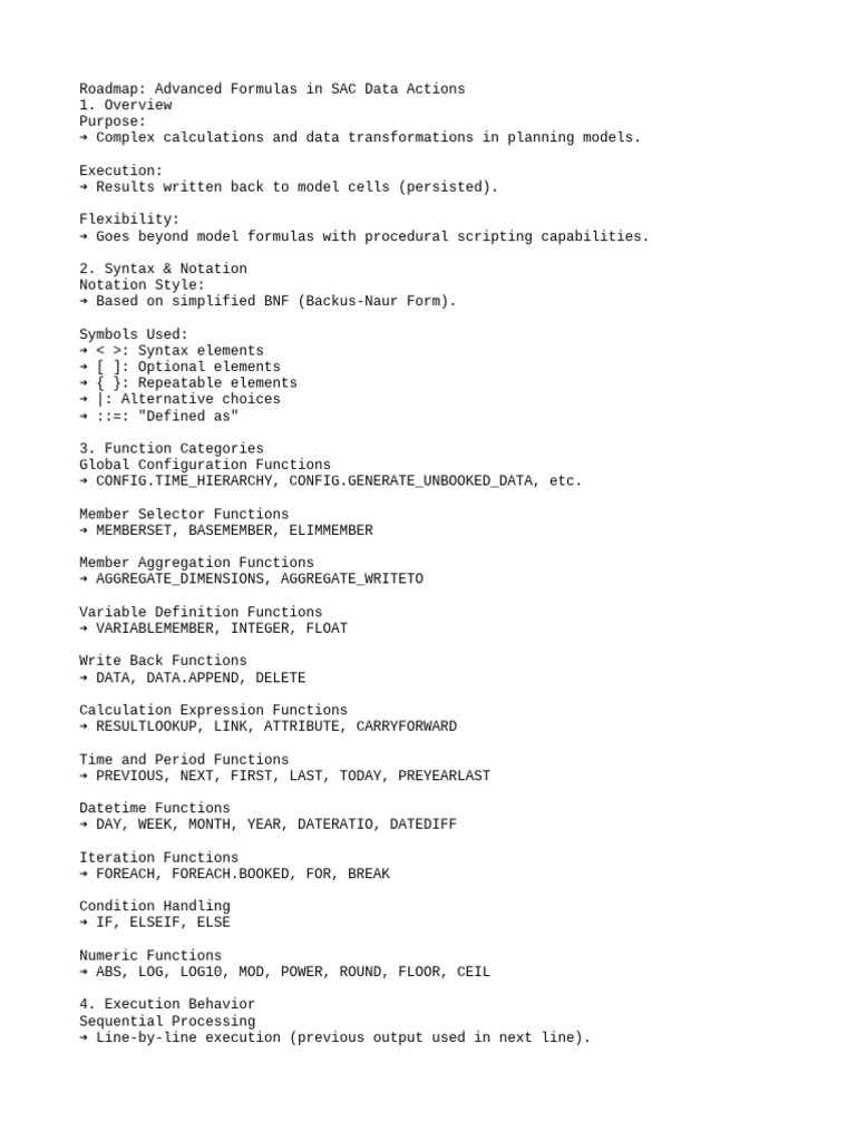 Advanced Formulas in SAC Data Actions | PDF
