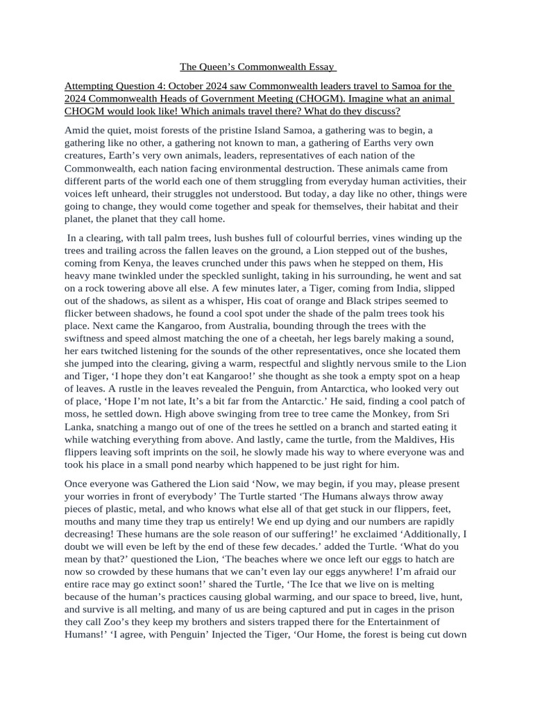 The Queen's Commonwealth Essay | PDF | Zoology