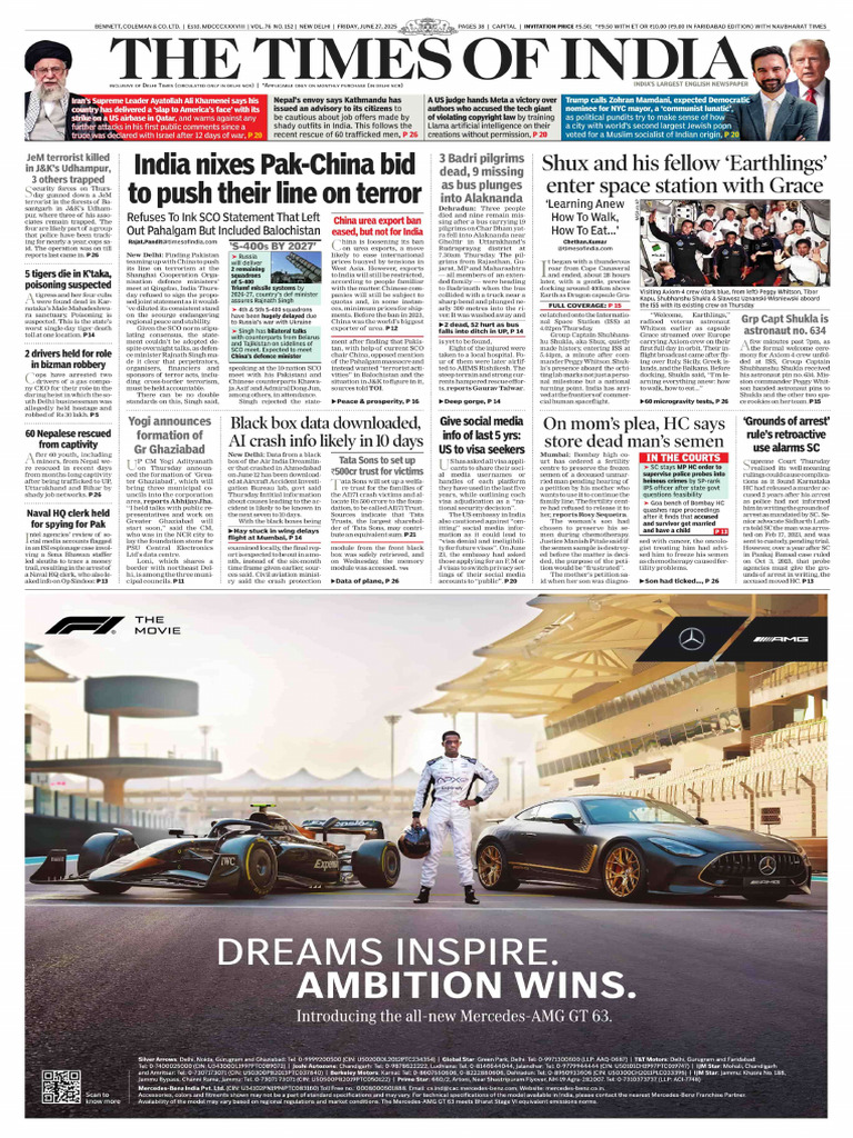The Times of India-June 27 | PDF