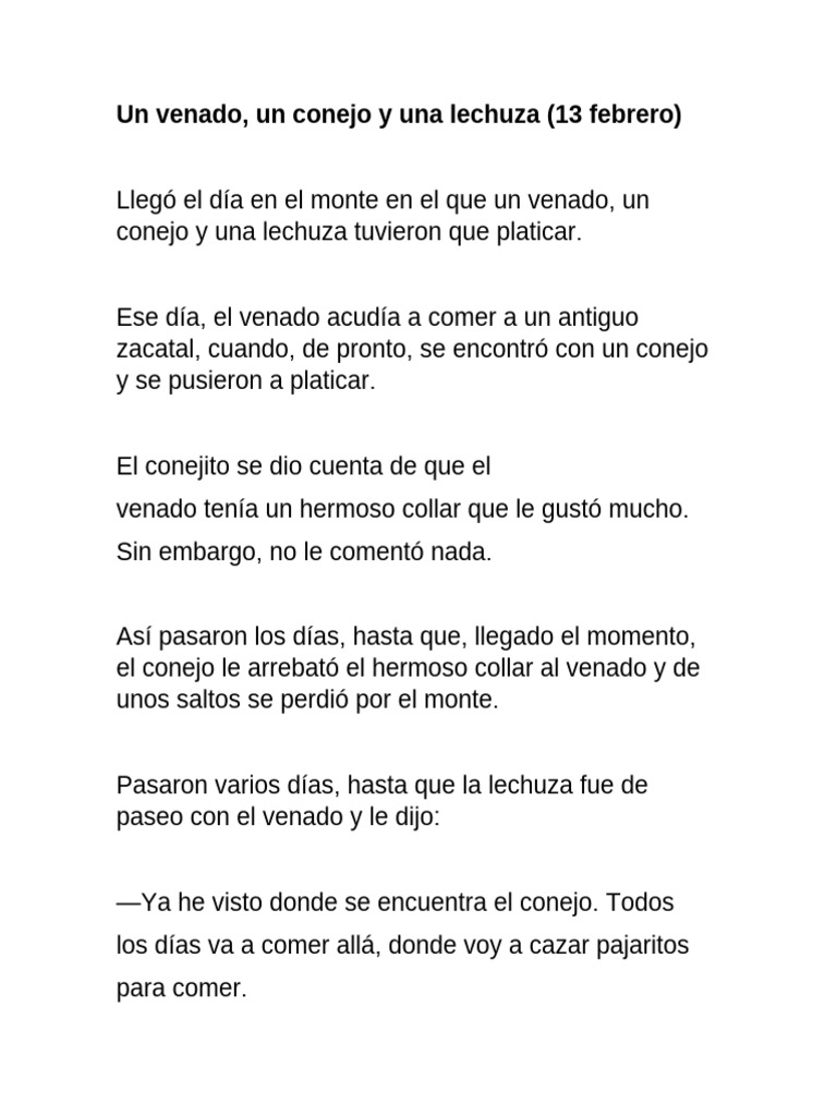Amistad entre venado y conejo | PDF