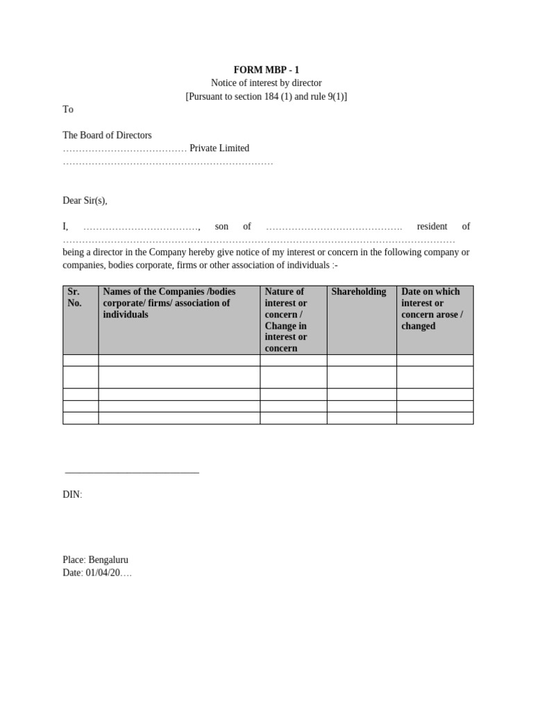 FORMAT MBP 1 and DIR 8 | PDF