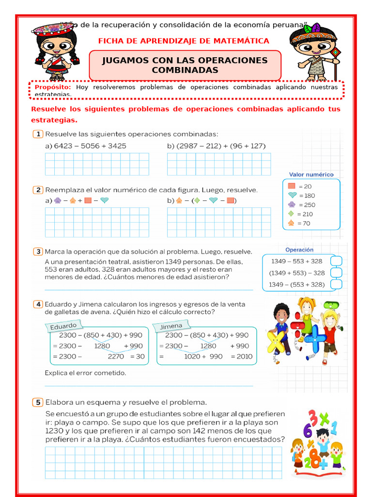 Ficha-Lun-Mat-Jugamos Con Las Operaciones Combinadas | PDF
