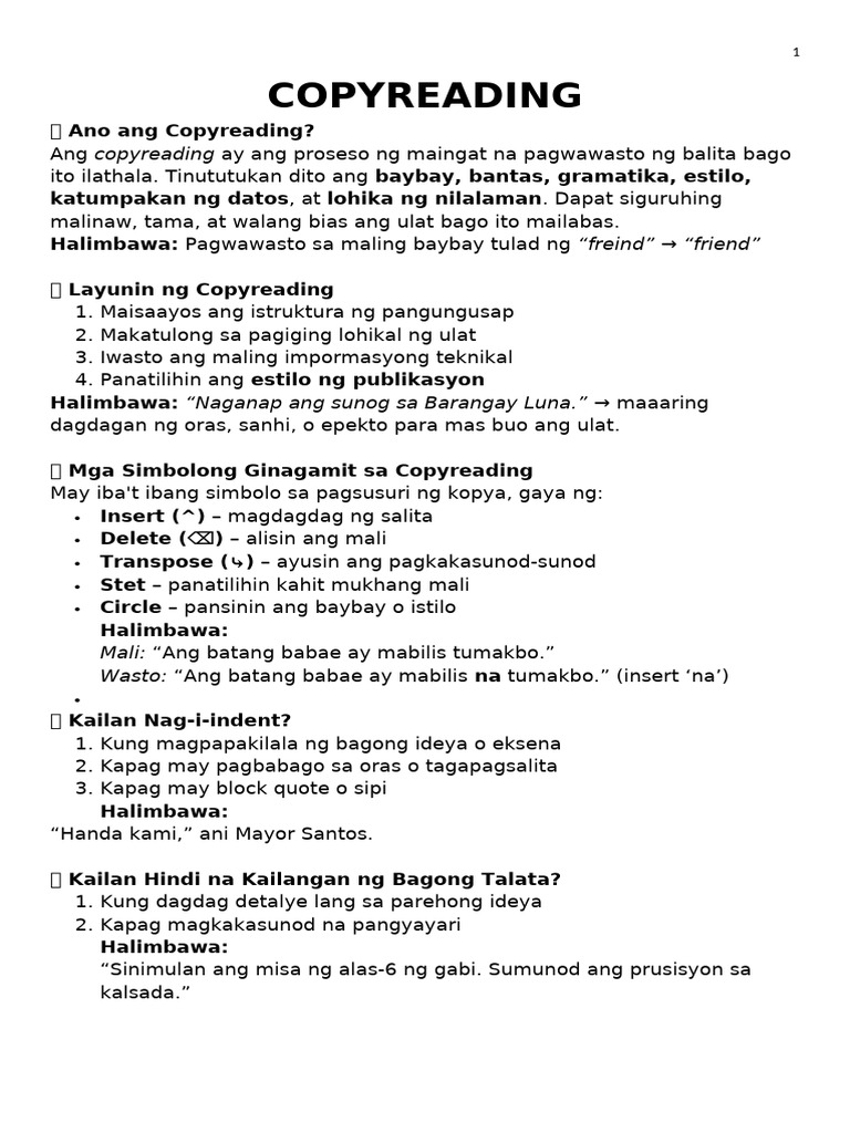 Copyreading 1 | PDF