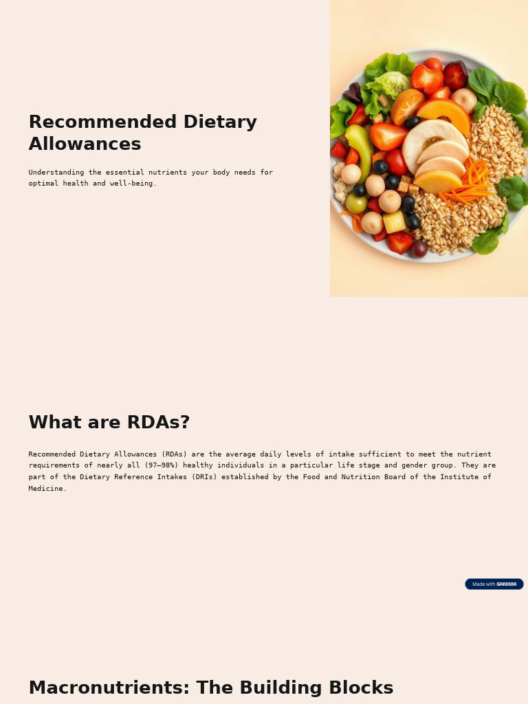 Recommended Dietary Allowances | PDF | Nutrients | Vitamin