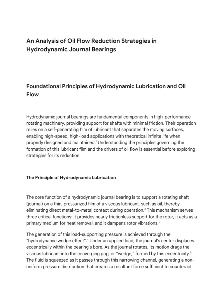 Reducing Journal Bearing Oil Flow | PDF | Fluid Dynamics | Viscosity