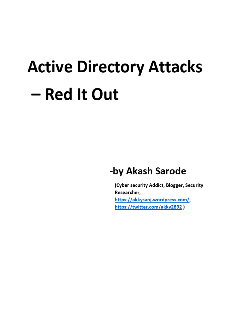 IMPORTANT - Active Directory Attacks | PDF | Active Directory | Security
