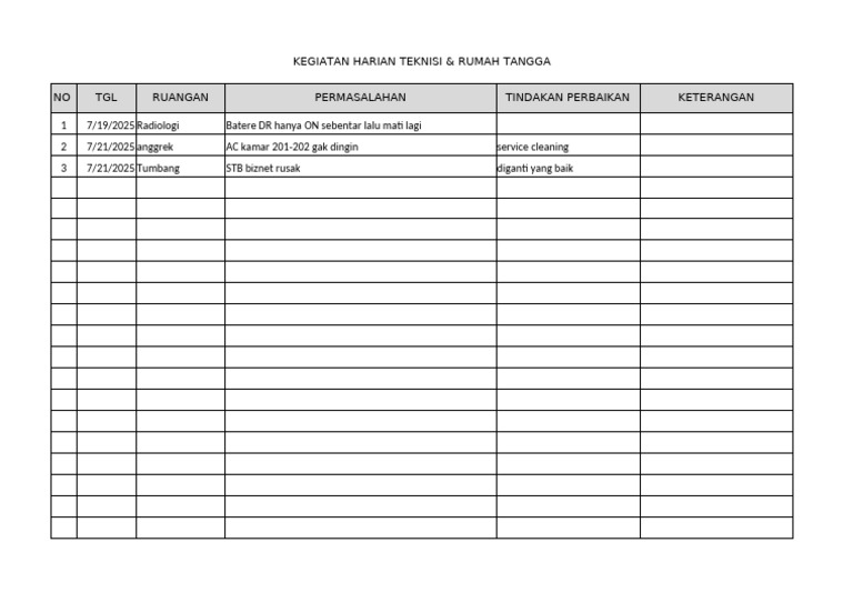 Form Logbook Harian Umum | PDF