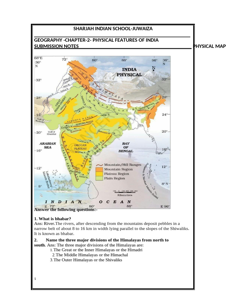Physical Features of India Explained | PDF | Himalayas | Desert
