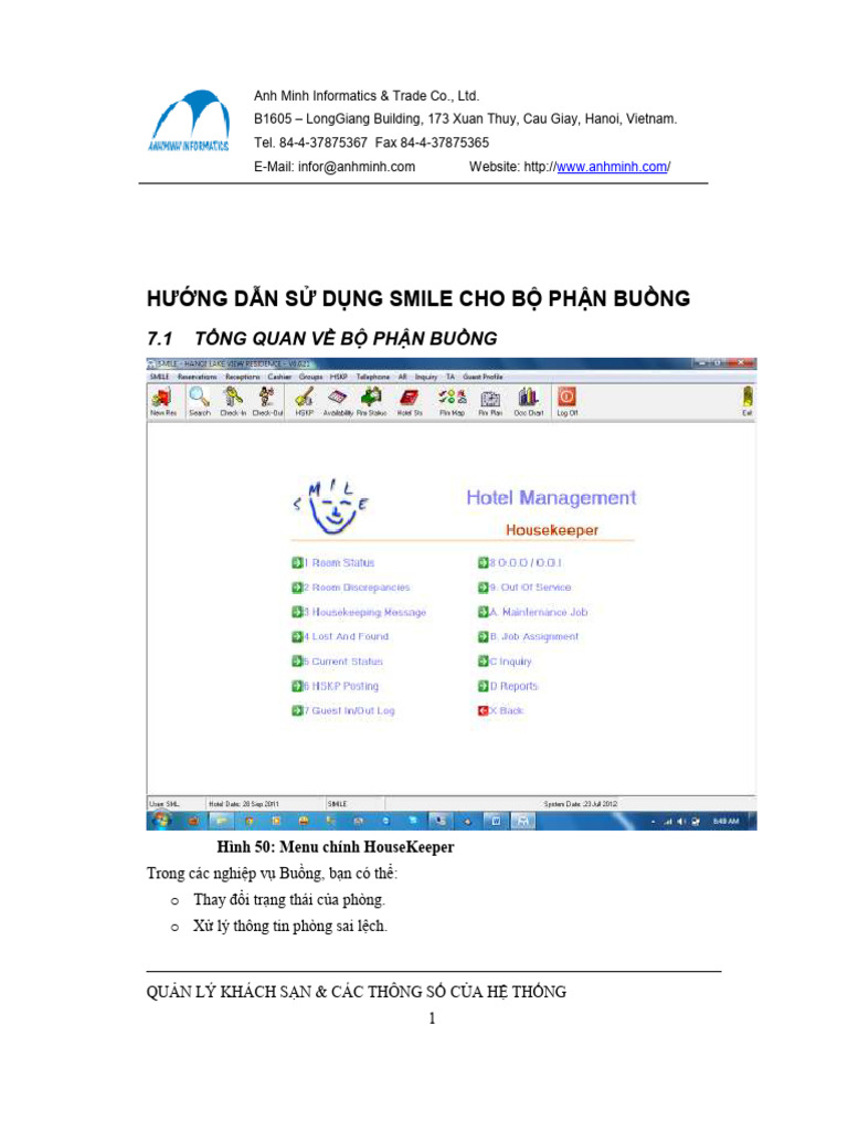 Smile HSKP Userguide | PDF