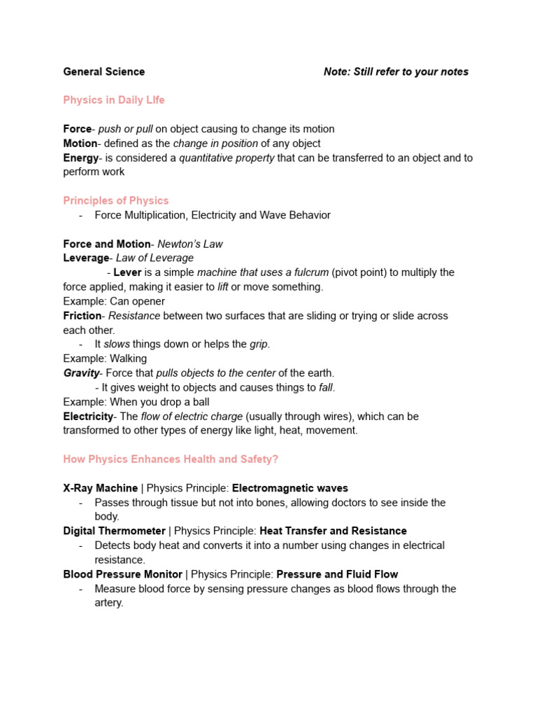 General Science - Reviewer #1 | PDF | Force | Friction