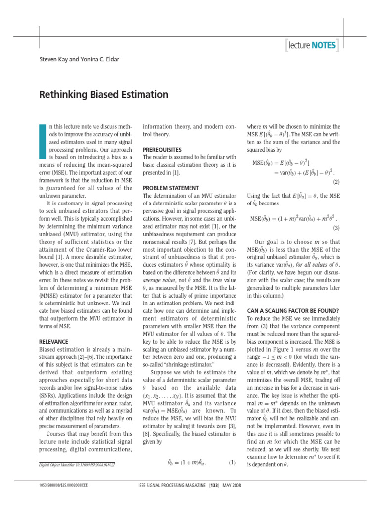 Rethinking Biased Estimation | PDF | Estimator | Bias Of An Estimator