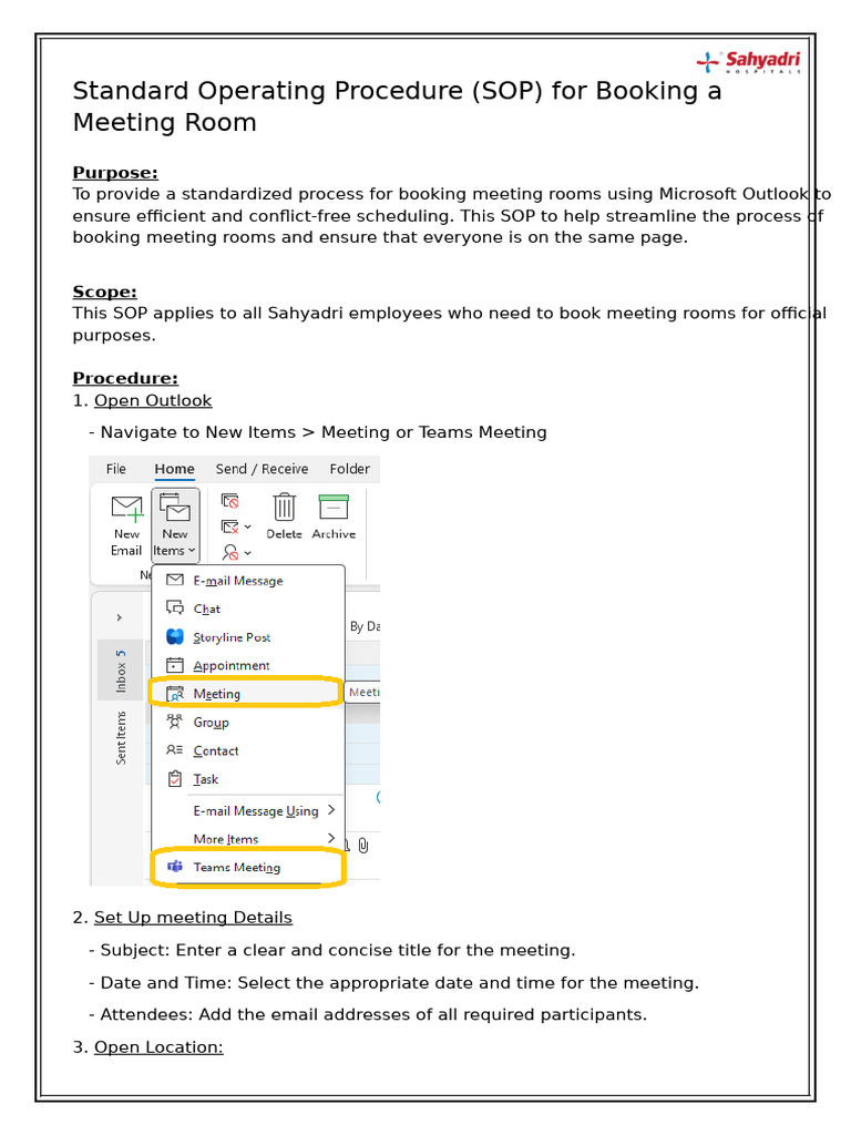 SOP - Meeting Room Booking | PDF