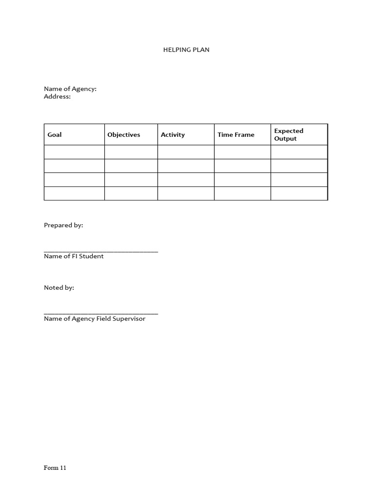 Helping Plan Document Template | PDF