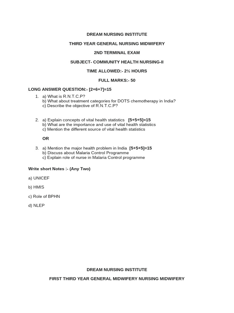 Community Health Nursing Exam Guide | PDF