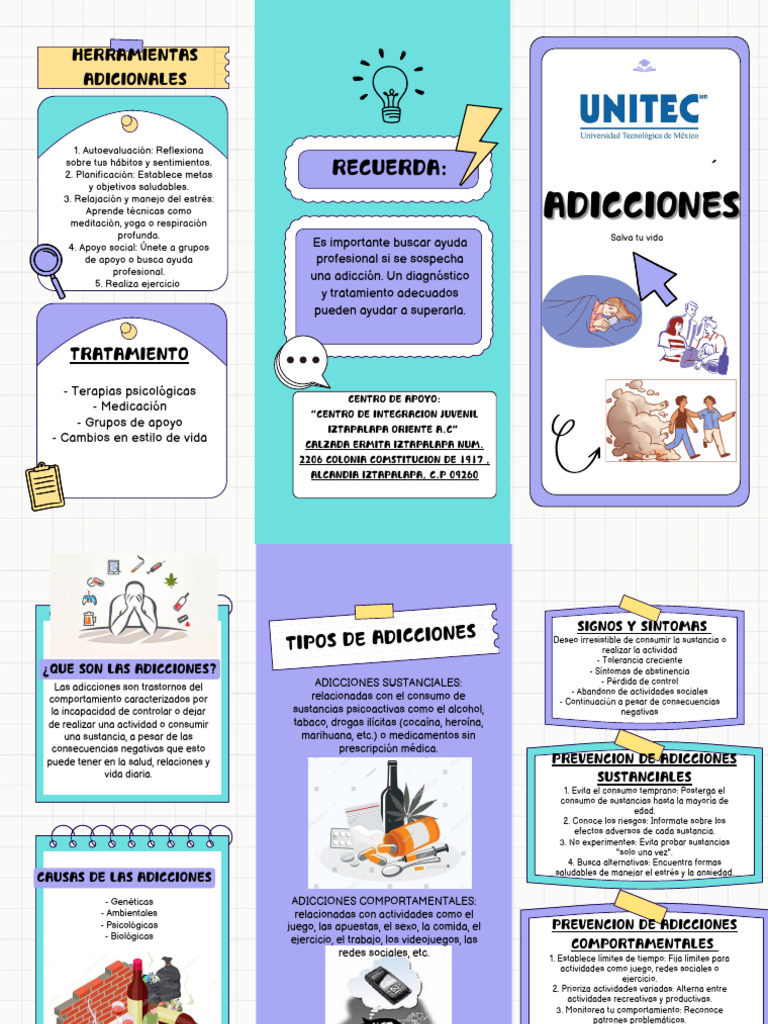 Triptico Adicciones | PDF | Enfermedades y trastornos | Psicología anormal