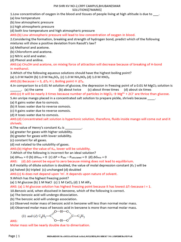 Positive Deviation From Raoult's Law?: ANS: (B) Because I 3, T T | PDF ...