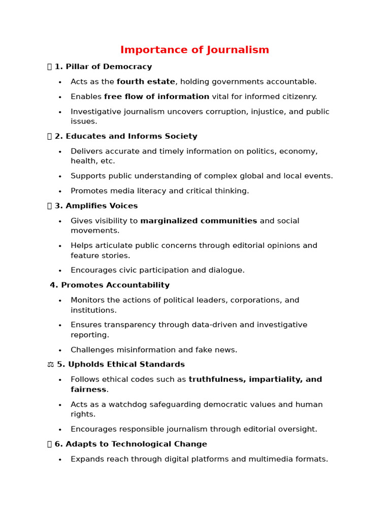Importance of Journalism | PDF