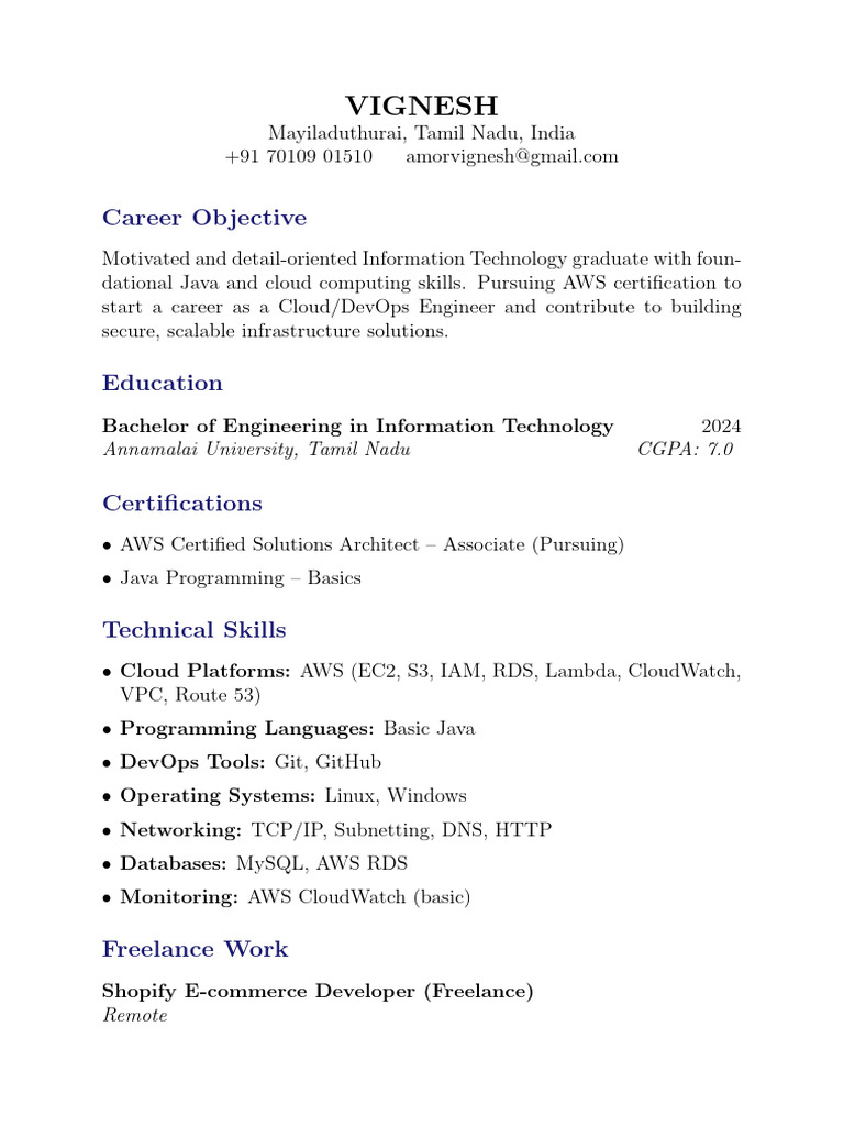 RenderCV Classic Theme 2 | PDF | Cloud Computing | Amazon Web Services