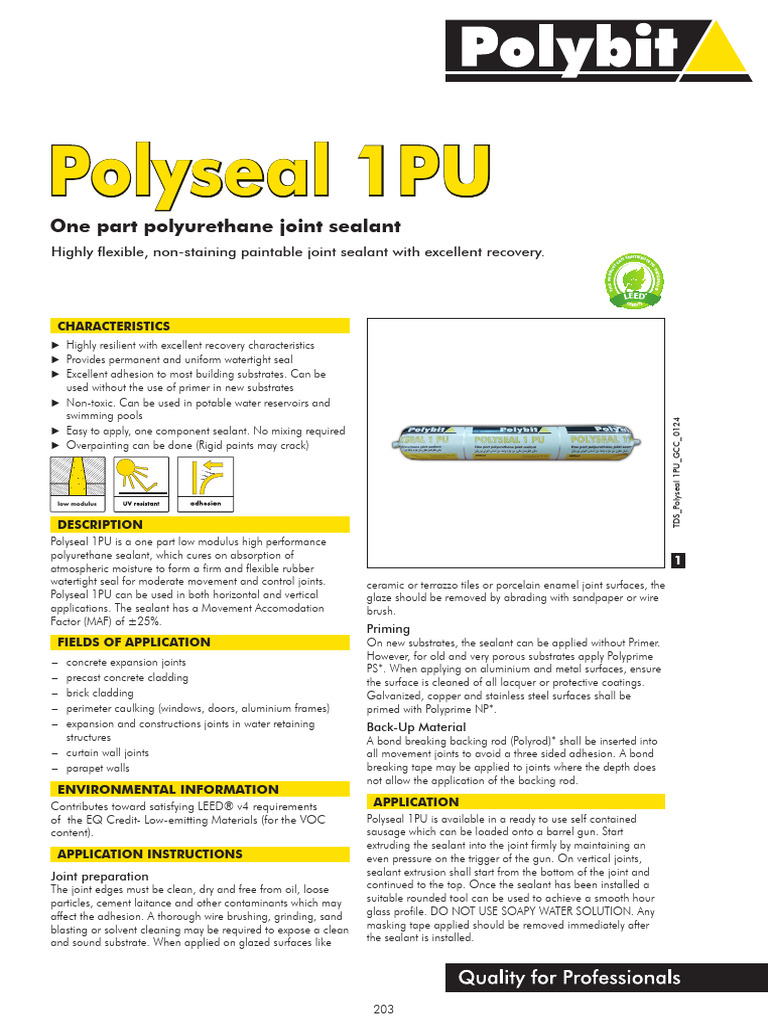 Polyseal 1PU TDS | PDF | Building Materials | Building Engineering