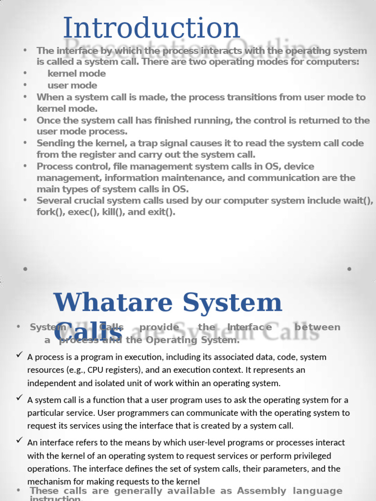 Chapter 1 B-Systemcalls | PDF | Operating System | Process (Computing)