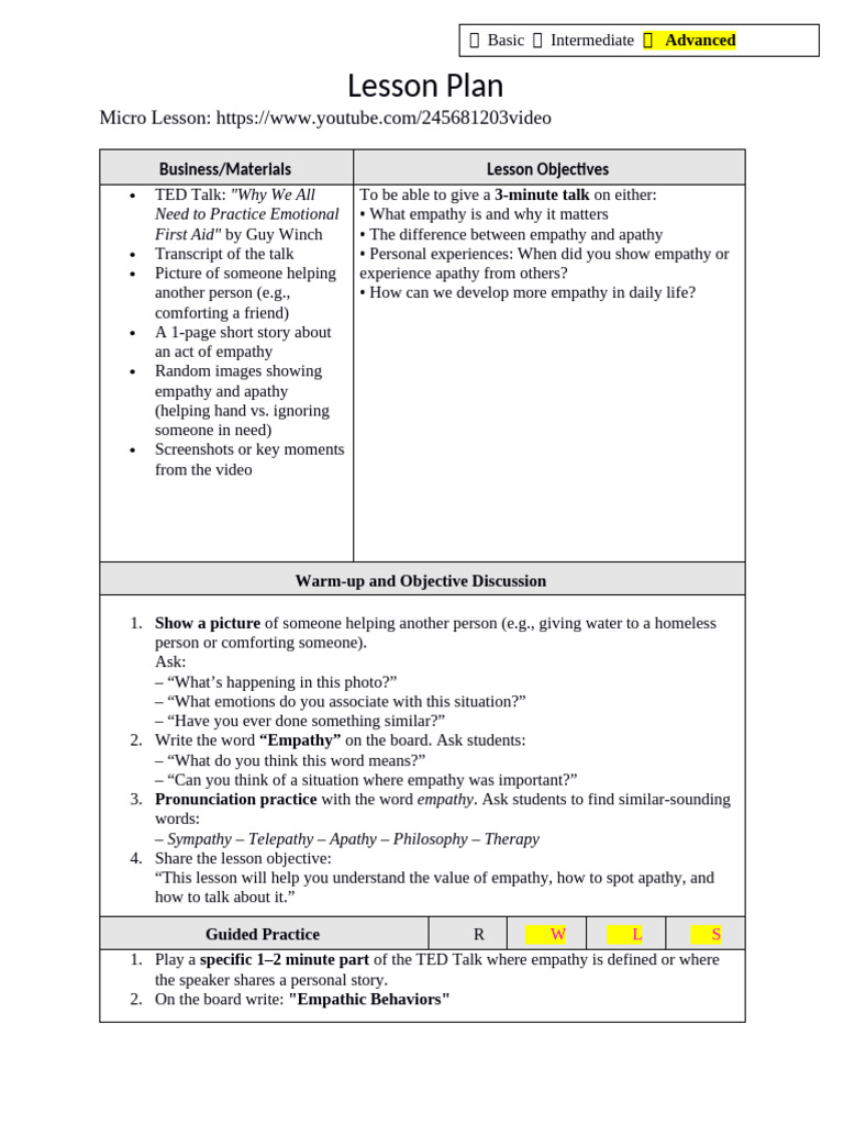 Empathy Lesson Plan for Students | PDF | Empathy | Social Psychology