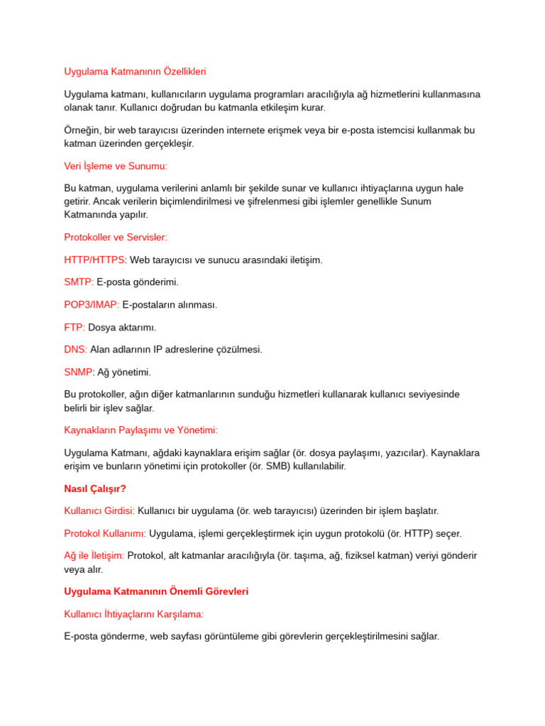 Osi Uygulama Katmanı Text | PDF