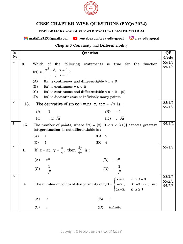Continuity & Differentiability | PDF